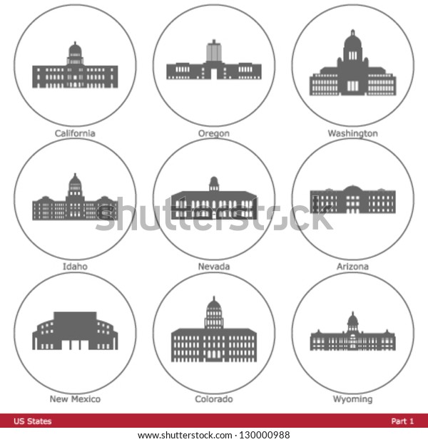 Us States Symbolized By State Capitols Stock Vector (Royalty Free ...