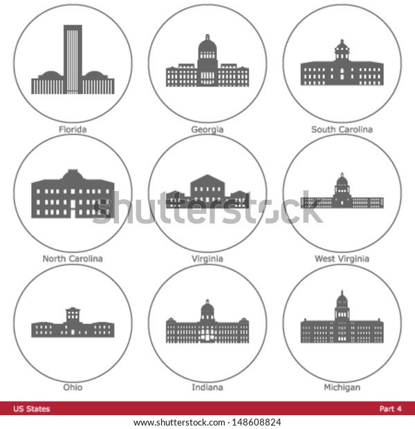 Us States Symbolized By State Capitols Stock Vector (Royalty Free ...