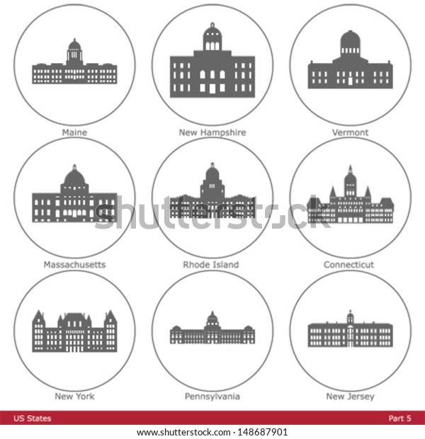 Us States Symbolized By State Capitols Stock Vector (Royalty Free ...