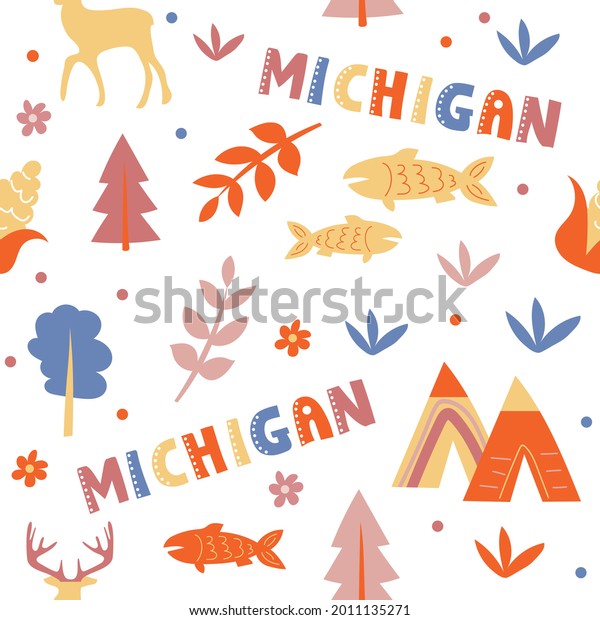 Usa Collection Vector Illustration Michigan Theme Stock Vector (Royalty ...
