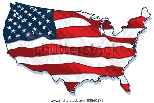 Usa Countryshaped Flag Stock Vector (Royalty Free) 83860198