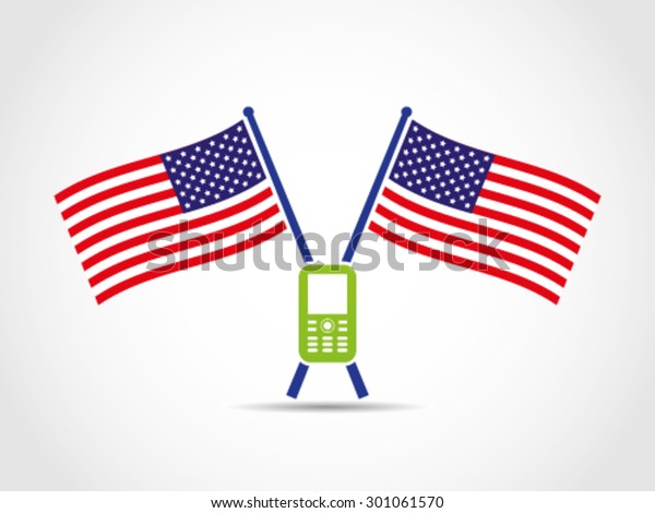 Usa Crossed Flags Emblem Cellular Stock Vector (Royalty Free) 301061570 ...