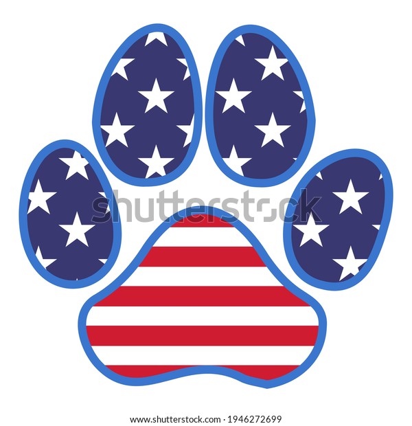 Usa Flag Dog Paw Shape Independence Stock Vector (Royalty Free) 1946272699