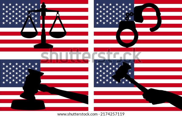 Usa Flag Justice Vector Silhouette Judge: เวกเตอร์สต็อก (ปลอดค่า ...
