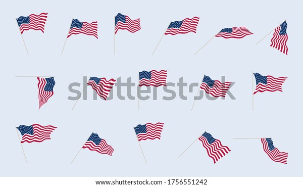 Usa Flag On Flagpole Different Angles Stock Vector (Royalty Free ...
