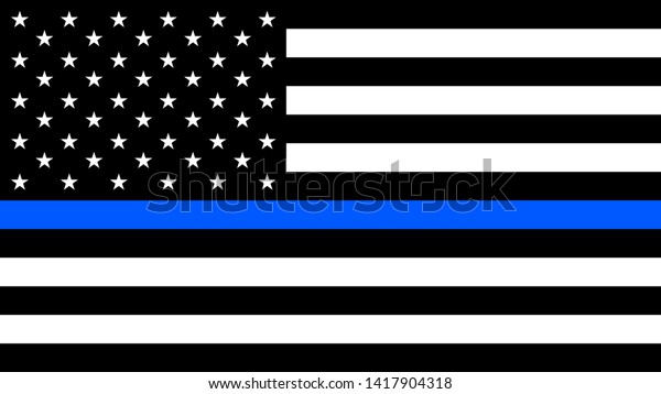 USA flag with a thin blue line - a sign to honor and respect american ...