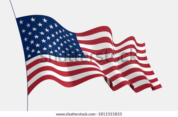 Usa Flag Waving Wind 3d Vector Stock Vector (Royalty Free) 1811315833