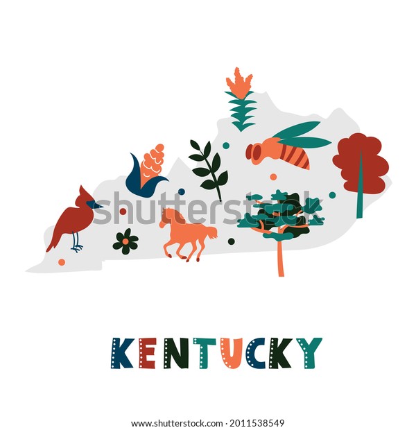 Usa Map Collection State Symbols Nature Stock Vector (Royalty Free ...