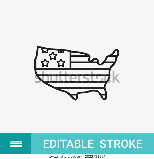 Usa Map Flag Icon Line Vector Stock Vector (Royalty Free) 2022731834 ...