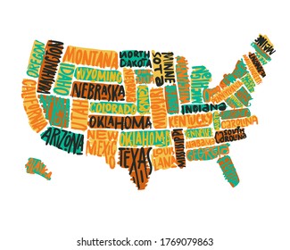 Usa Map Name Countriesunited States America Stock Vector (Royalty Free ...
