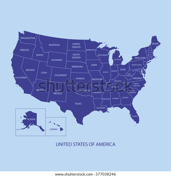 Usa Map Name Countriesunited States America Stock Vector (Royalty Free ...