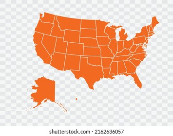 Usa Map Orange Color On White Stock Vector (Royalty Free) 2162636057 ...