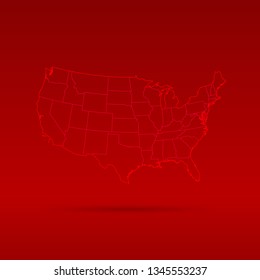 Usa Map Red Glow Outline Spacy Stock Vector (Royalty Free) 1345553237 ...