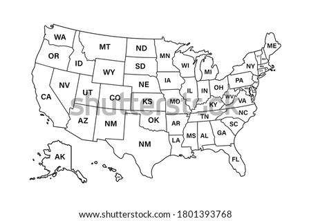 Us Map Line Drawing | Free download on ClipArtMag