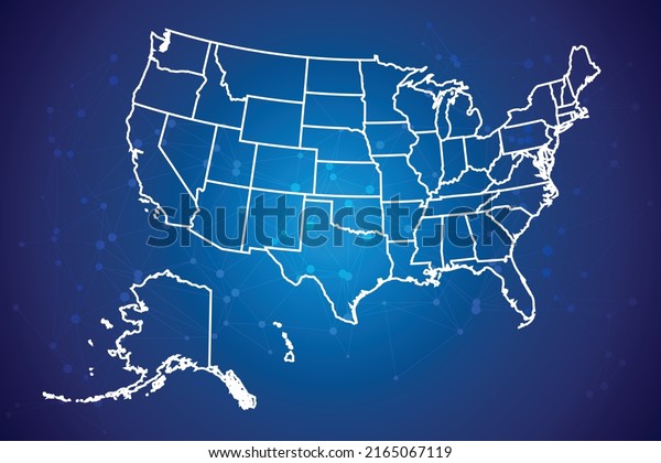 Usa Map Technology Network Connection Background Stock Vector (Royalty ...