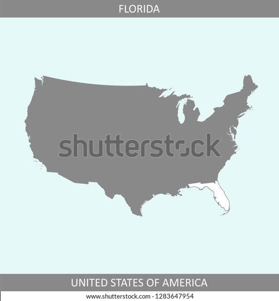 Usa Map Vector Outline Illustration Highlighted Stock Vector (Royalty ...