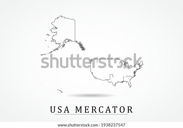 Usa Mercator Map World Map International: เวกเตอร์สต็อก (ปลอดค่า ...