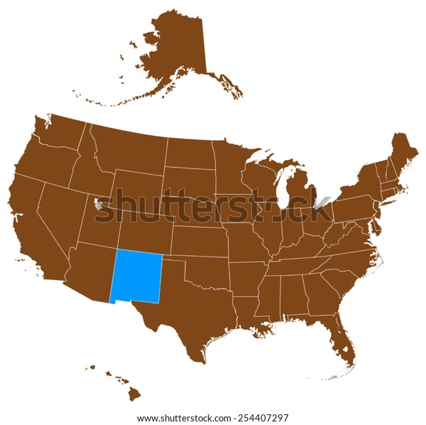 Usa State New Mexico Map Stock Vector (Royalty Free) 254407297 ...
