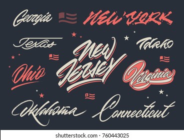 Usa States Vector Lettering Design Elements: vector de stock (libre de ...