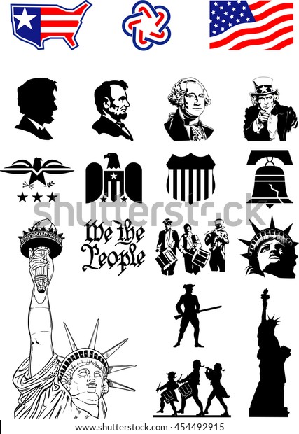 Usa Symbols Icon Set Stock Vector (Royalty Free) 454492915