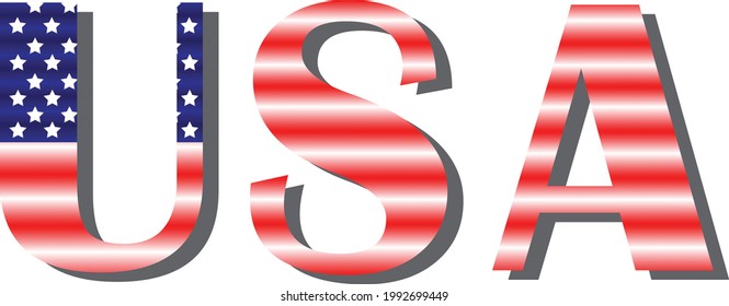 Usa Text American Flag Color Stock Vector Royalty Free 1992699449