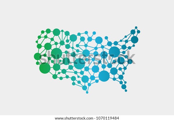 Usa United States Network Map Vector Stock Vector (Royalty Free) 1070119484