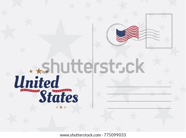 Usa Vector Vintage Postcard American Flag Stock Vector (Royalty Free ...