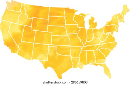 Usa Watercolor Vector Map Stock Vector (Royalty Free) 296659808 ...