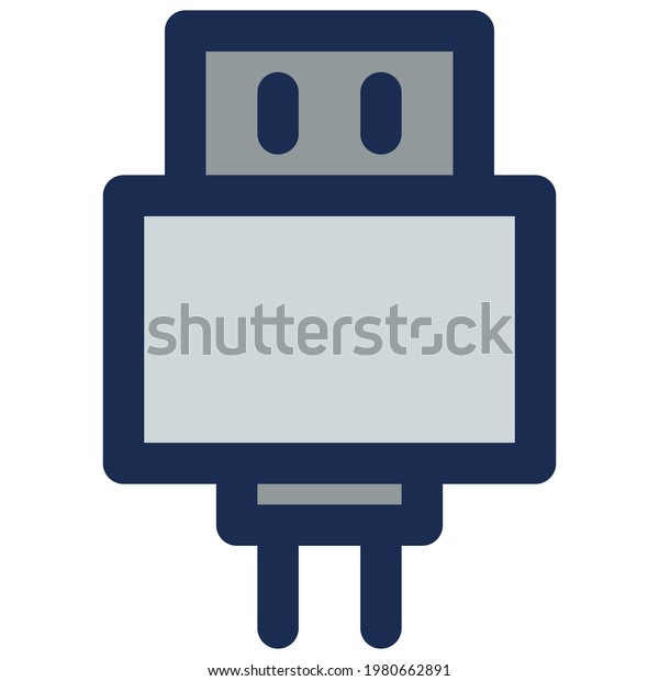 Usb Cable Connector Color Filled Outline Stock Vector (Royalty Free ...