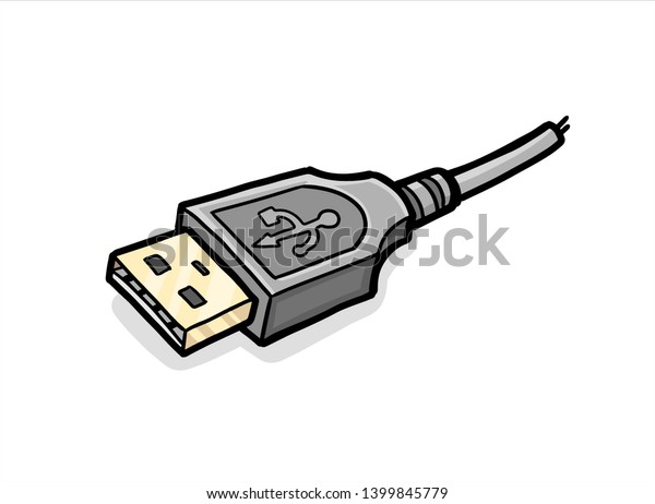 Usb Cable Sketch Illustration Hand Drawn: เวกเตอร์สต็อก (ปลอดค่า ...