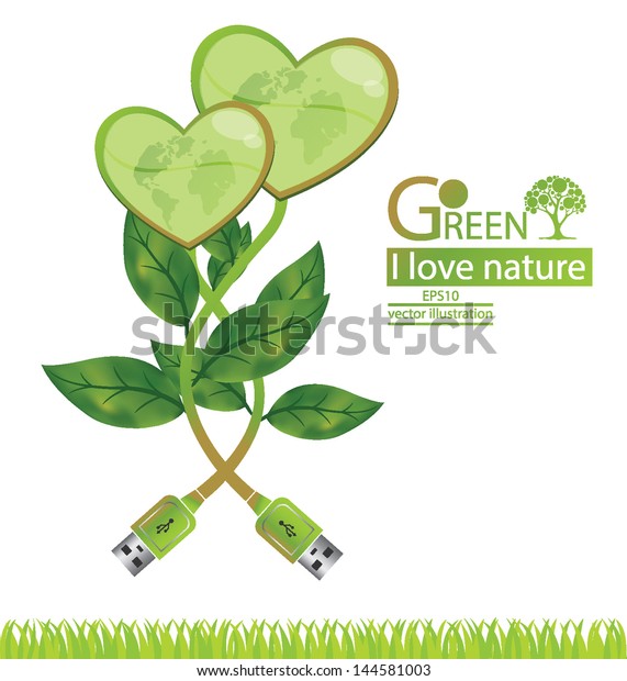 Usb Cable Tree Design Go Green Stock Vector (Royalty Free) 144581003 ...