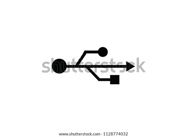 Usb Connection Symbol Port Black Illustration Stock Vector (Royalty ...