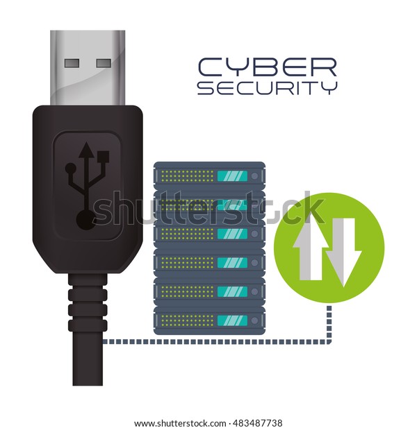 Usb Data Center Icon Cyber Security Stock Vector (Royalty Free ...
