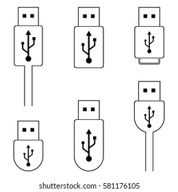 Usb Flash Drive Outline Icon Set Stock Vector (Royalty Free) 581176105 ...