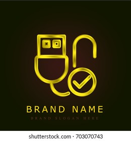 Usb Golden Metallic Logo Stock Vector (Royalty Free) 703070743 ...
