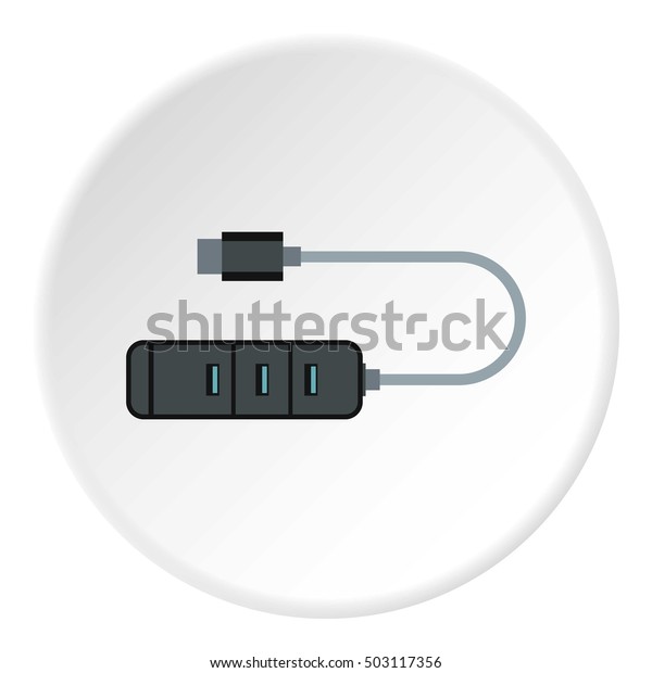 Usb Hub Icon Flat Illustration Usb Stock Vector (Royalty Free) 503117356
