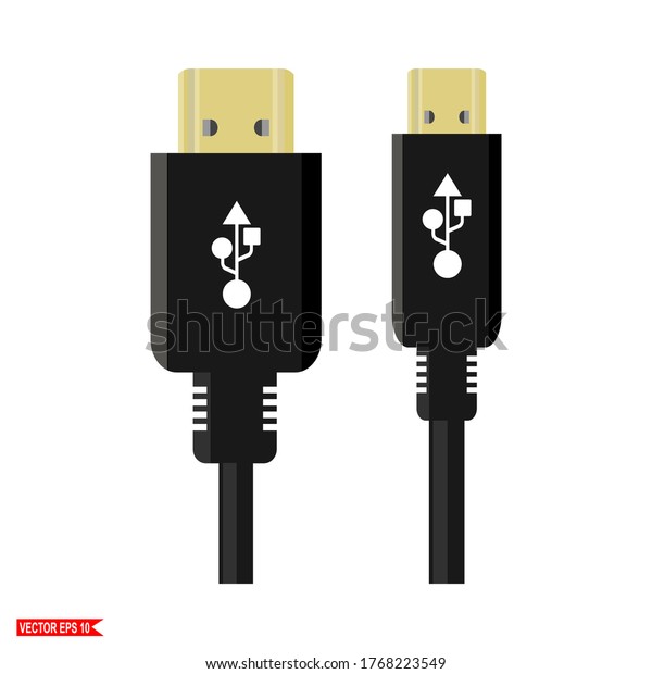 Usb Illustration Usb Cable Connector Flat Stock Vector (Royalty Free ...
