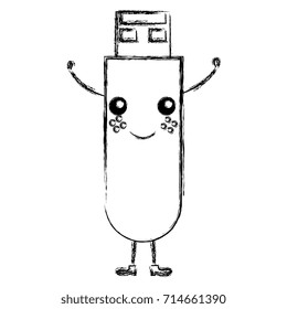 Usb Memory Kawaii Character Stock Vector (Royalty Free) 714661390 ...