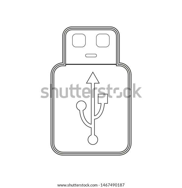 Usb Memory Outline On White Background Stock Vector (Royalty Free ...