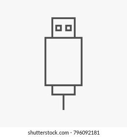 Usb Outline Icon On White Backround Stock Vector (Royalty Free ...