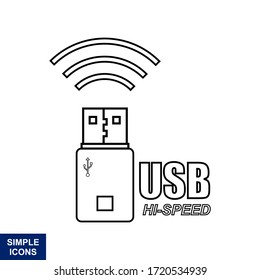 Usb Outline Vector Icon White Background Stock Vector (Royalty Free ...