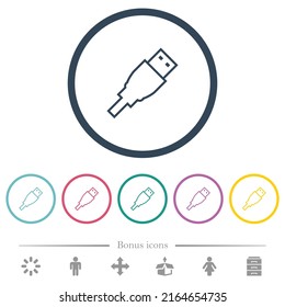 Usb Plug Outline Flat Color Icons Stock Vector (Royalty Free ...