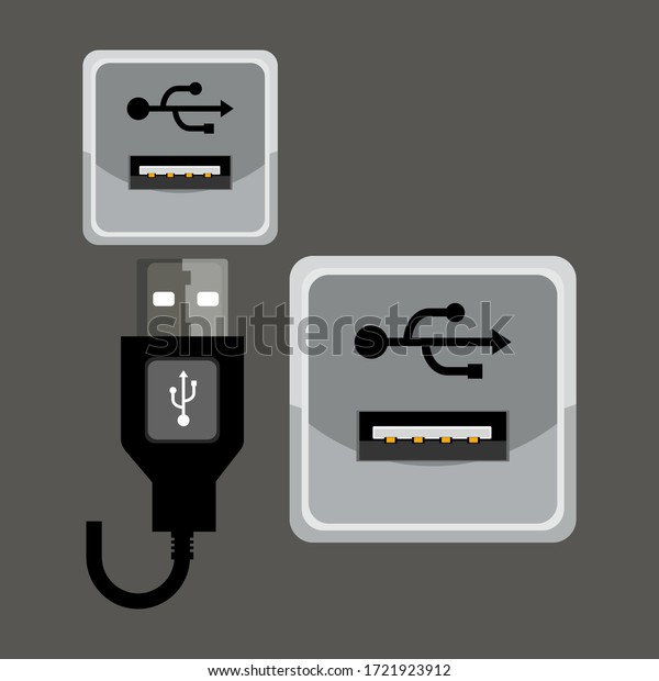 Usb Port Micro Usb Flat Style Stock Vector (Royalty Free) 1721923912 ...