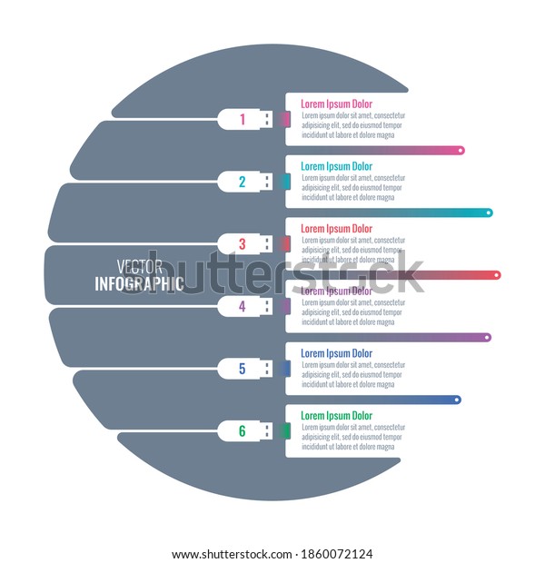 Usb Themed Infographic Template Six Steps Stock Vector (Royalty Free ...