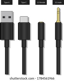 Usb Type Usb Type C Jack Stock Vector (Royalty Free) 1784561966 ...