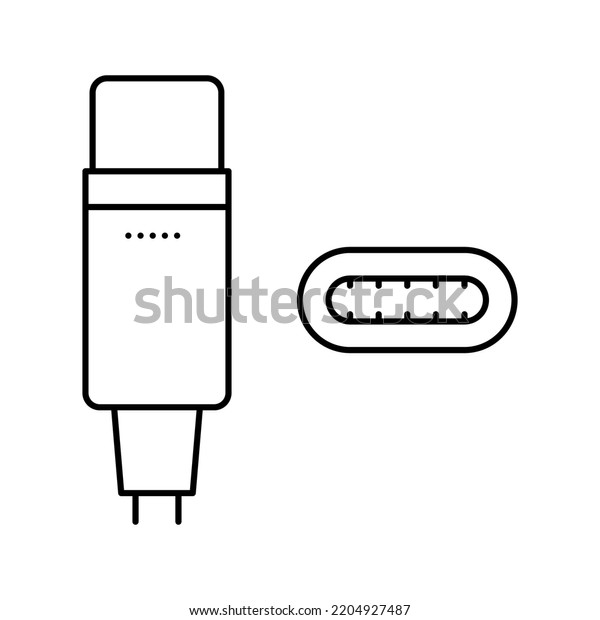 Usb Type C Line Icon Vector Stock Vector (Royalty Free) 2204927487 ...