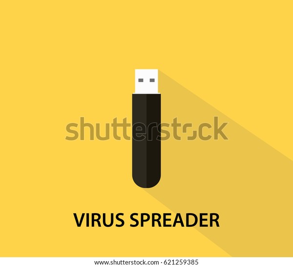 Usb Virus Spreader Illustration Flat Long Stock Vector (Royalty Free ...
