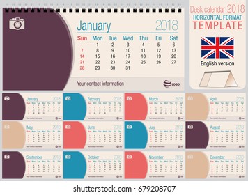 Useful Desk Triangle Calendar 2018 Template Stock Vector (Royalty Free ...