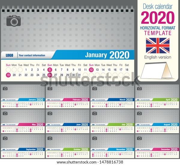Useful Desk Triangle Calendar 2020 Template Stock Vector (Royalty Free ...