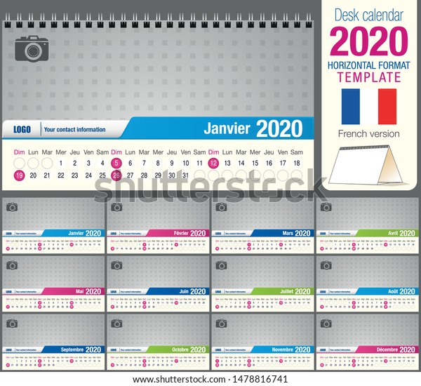 Modèle de calendrier triangle de bureau : image vectorielle de stock ...